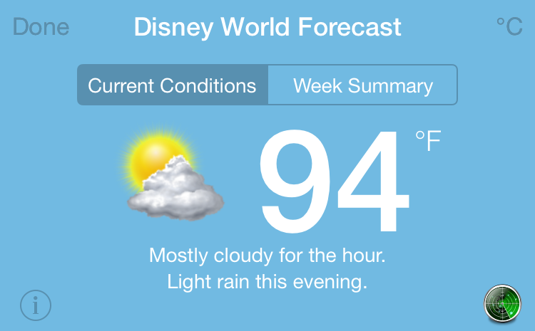 Update: Weather Features Added to Countdown for Disney App - MSW